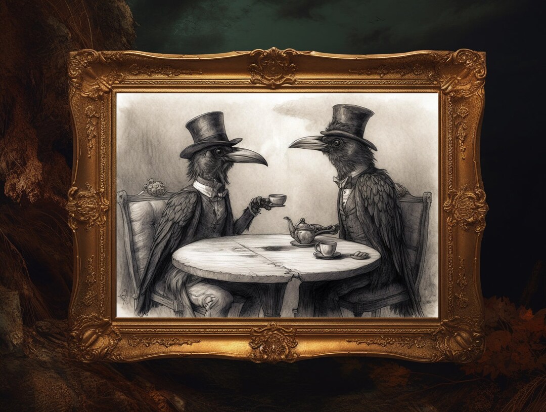 Gothic Raven Print, Victorian Crow Poster, Dark Academy Art, Goth ...