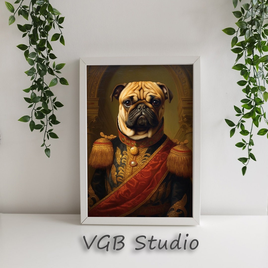 Gothic Pug Dog Victorian Rennasaince Gentleman Fine Art Giclee, Vintage ...
