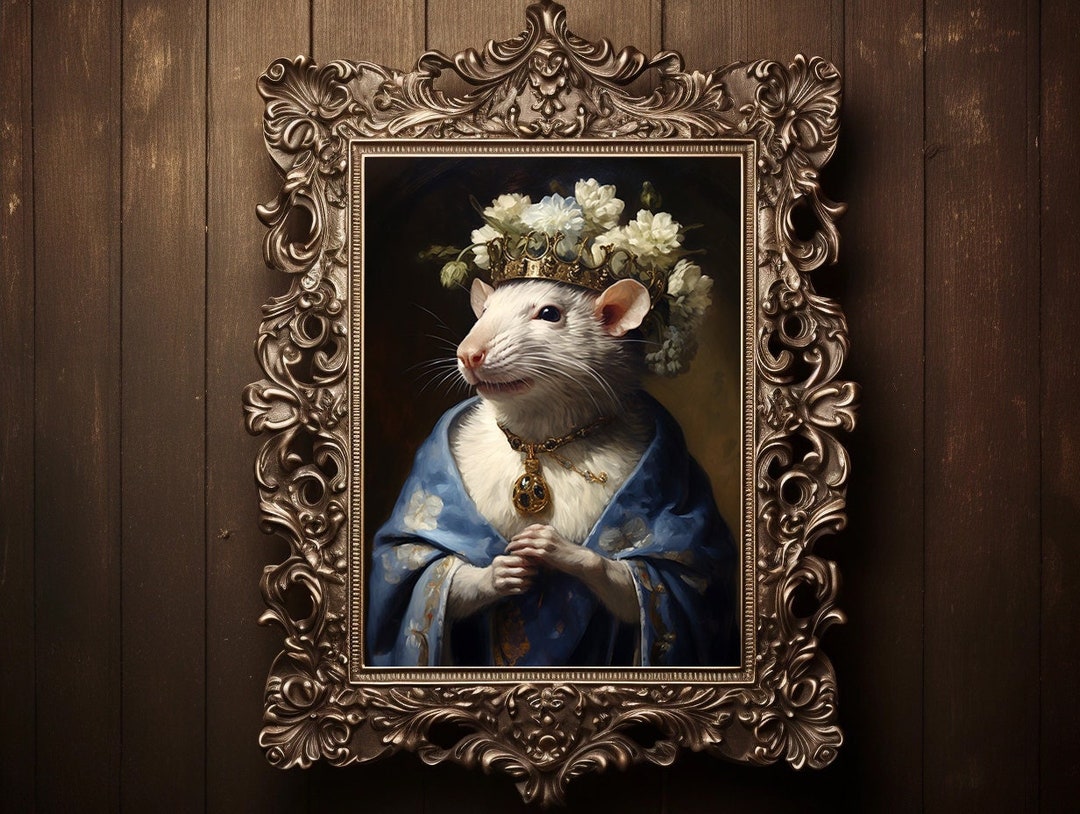 Gothic Rat Flower Spring Mouse Poster Fine Art Print, Painting Wall Art ...