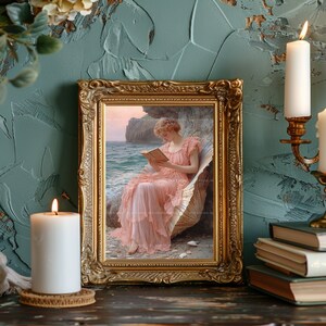 Aphrodite Reading Book Birth of Venus Myth Bookish Print, Greek Goddess ...