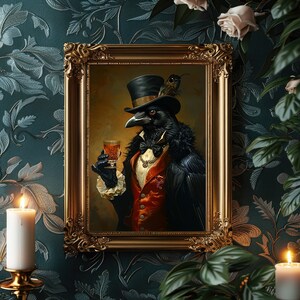 Crow Top Hat Raven Victorian Gentleman Having a Dring, Fancy Black Bird ...