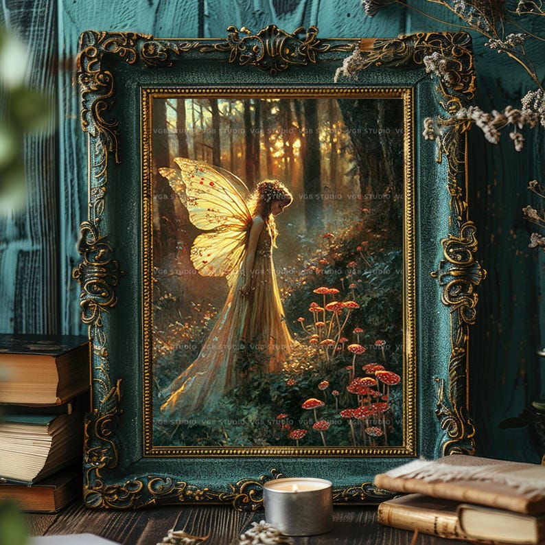 Fairy Art Print Woodland Fae Decor Enchanted Forest Wall Art Mushroom ...
