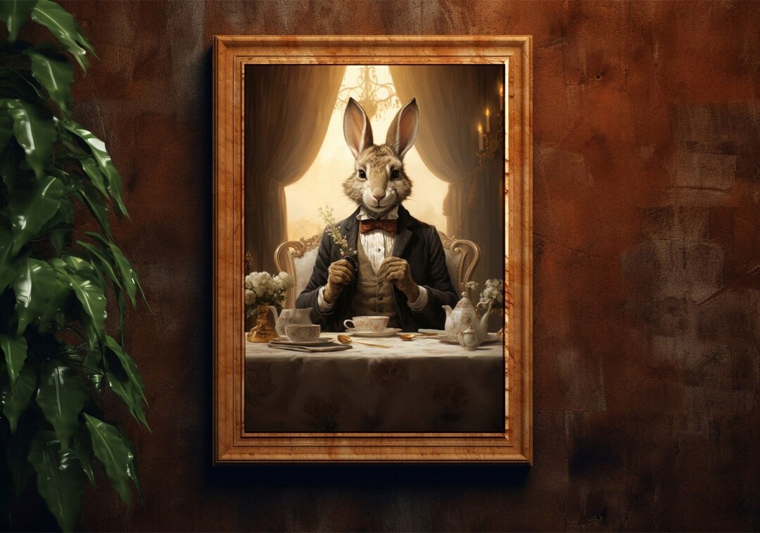 Victorian Rabbit Gothic Bunny Regal Portrait Print, Renaissance ...
