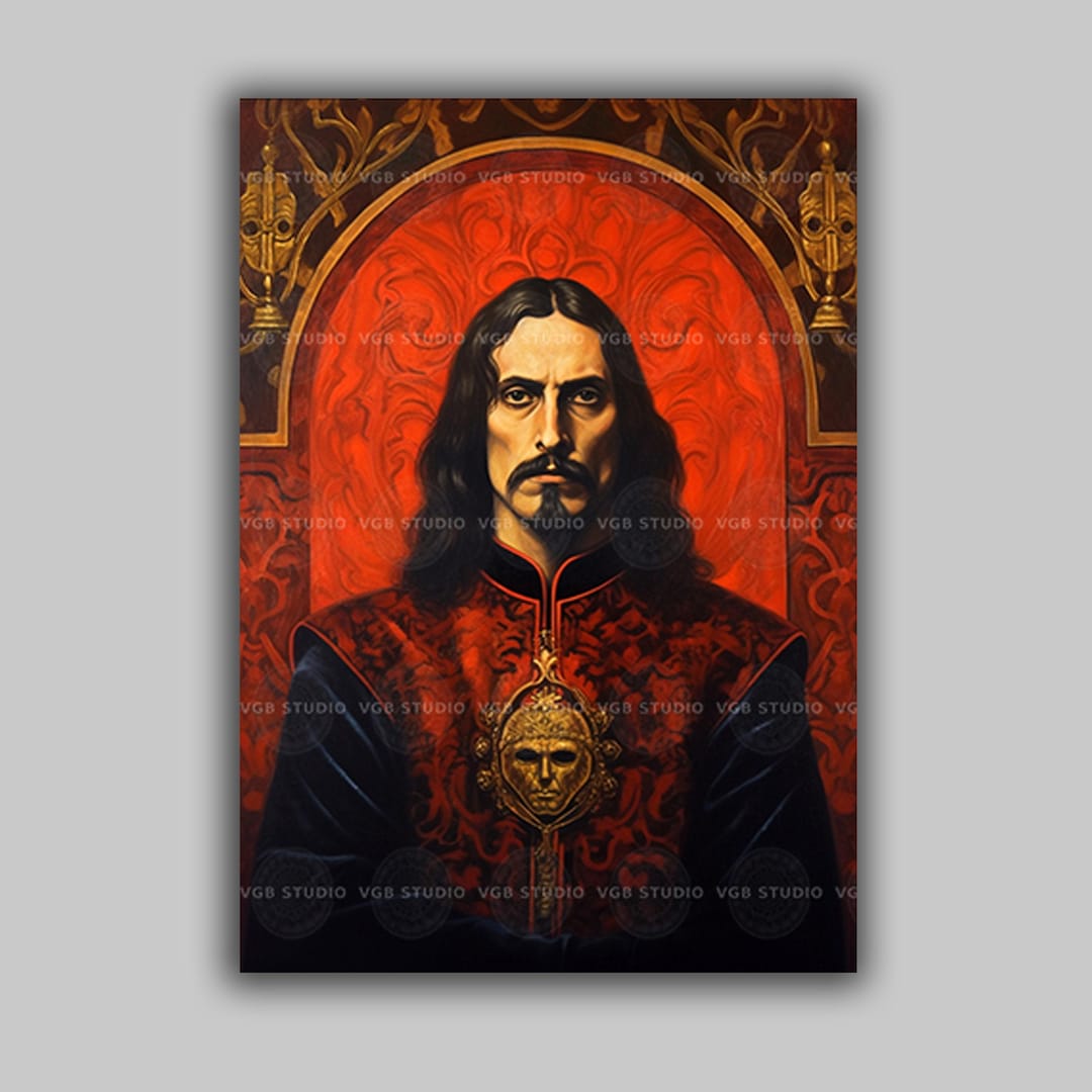 Vlad Tepes Dracula Art Print | Vlad the Impaler Portrait Red Gold ...