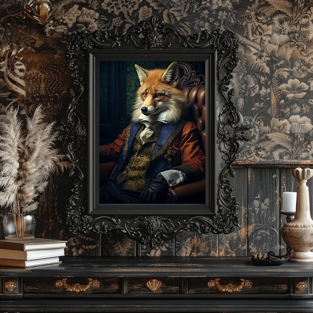 Victorian Elegant Fox Gothic Gentleman Sitting, Fine Art Giclee ...