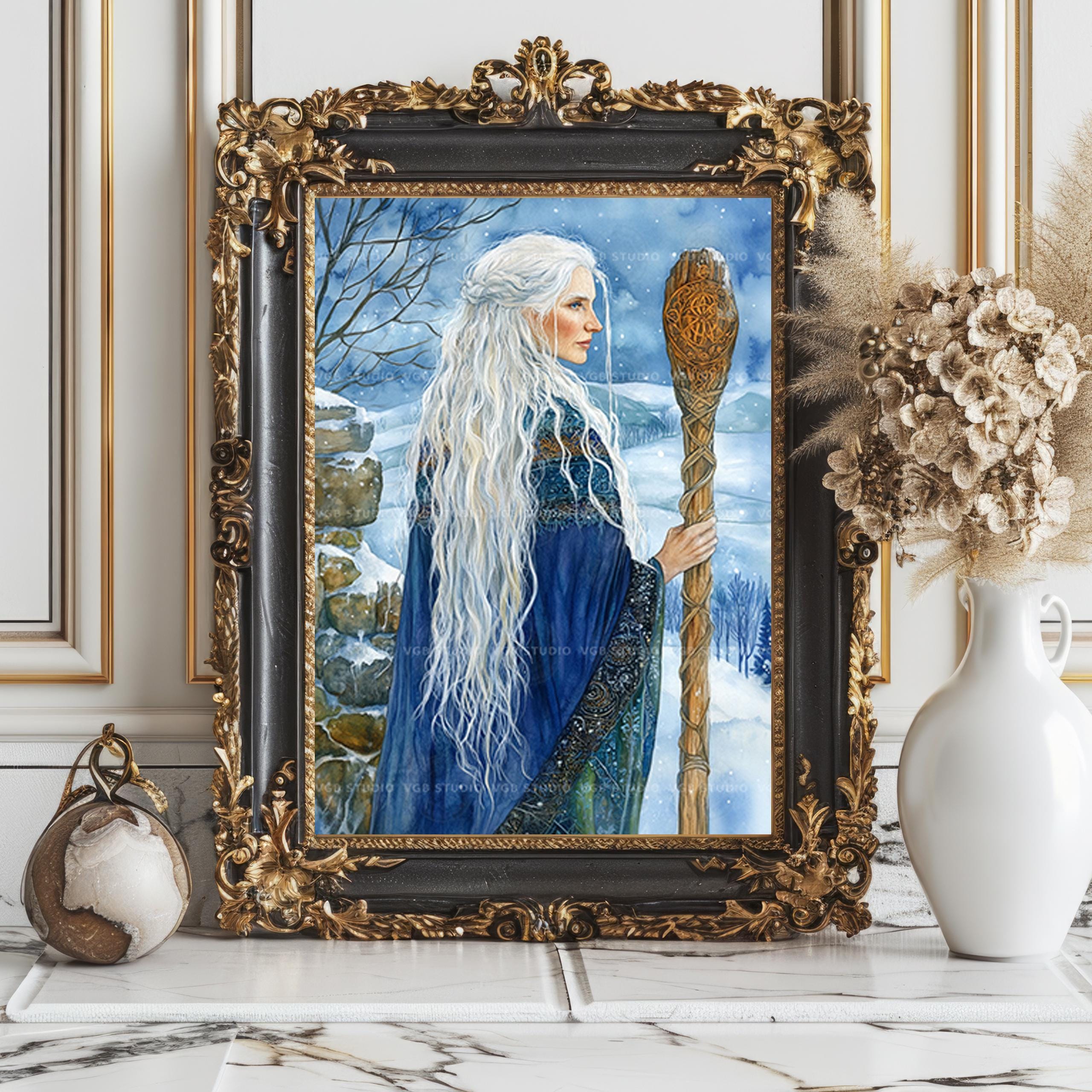 Cailleach Art Print Celtic Winter Goddess Snow Queen Crone Mythology ...