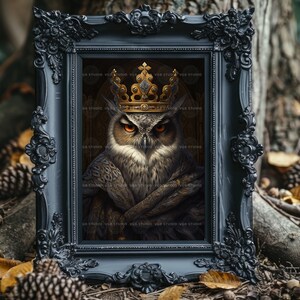Gothic Owl Victorian King Poster, Dark Academy Art Illustration ...