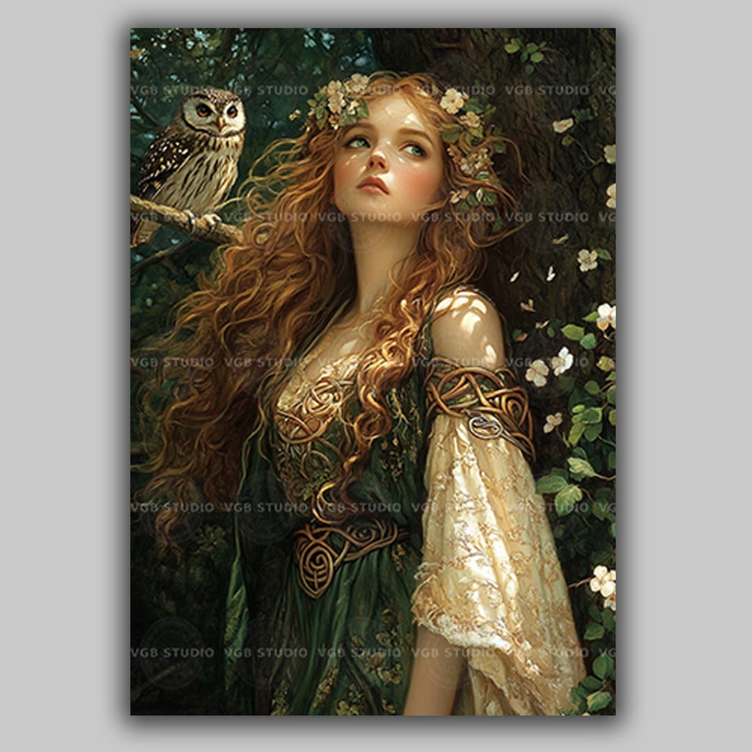 Blodeuwedd Welsh Goddess Art Print Celtic Mythology Owl and Flower ...