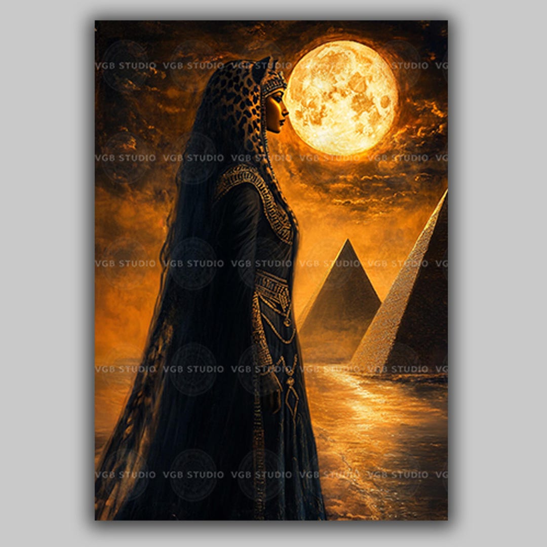 Mafdet Egyptian Cat Goddess Wall Art Print, Ancient Egypt Pyramid Decor ...