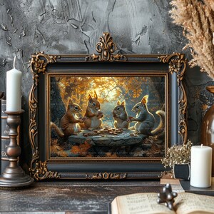 Squirrel Poker Art Print Funny Animal Playing Cards Autumn Woodland ...