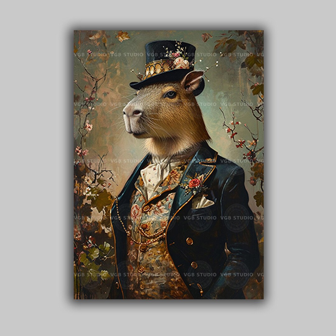 Capybara Gentleman Art Print Victorian Animal Portrait Funny Dressed ...
