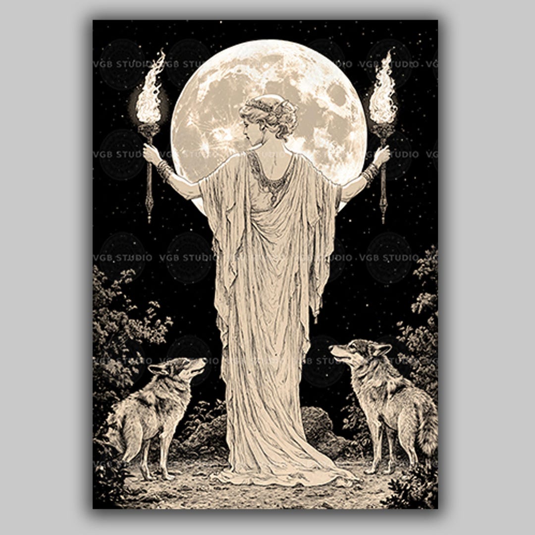 Hecate Goddess Art Print Moon Goddess Greek Mythology Crossroads Magic ...