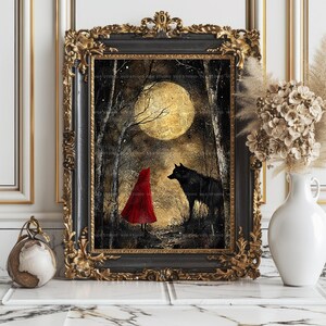 Little Red Riding Hood and the Wolf Giclée Print, Dark Fairytale Art ...