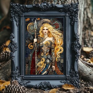 Freyja Norse Goddess Art Print, Viking Warrior Queen Freya Mosaic ...