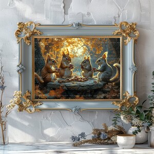 Squirrel Poker Art Print Funny Animal Playing Cards Autumn Woodland ...