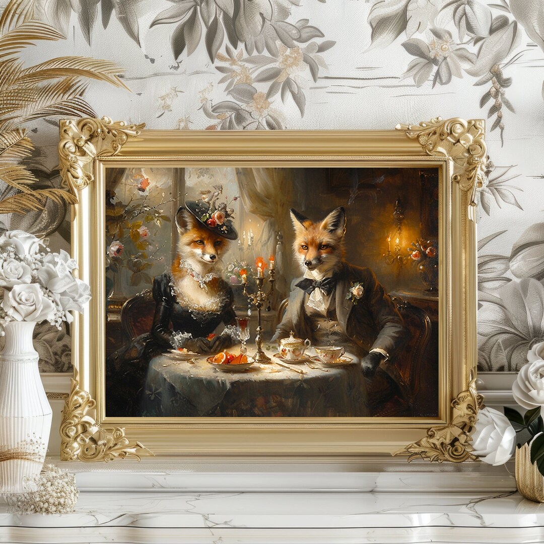 Victorian Fox Couple Romantic Date Night, Fox Lady, Fox Gothic ...