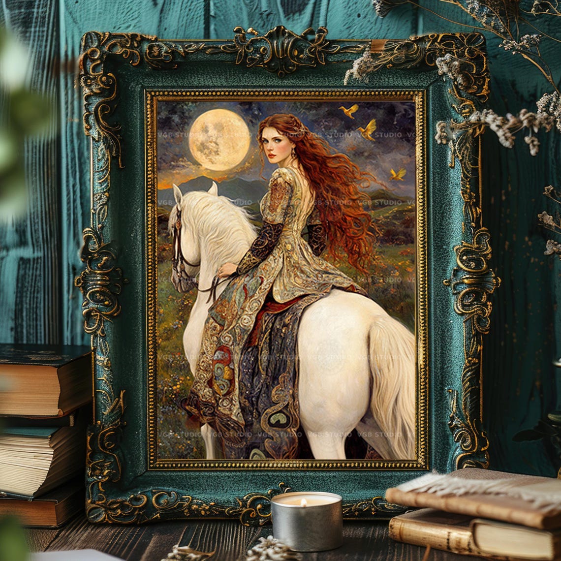 Rhiannon Welsh Pagan Goddess of Moon and Fertility Fine Art Print ...