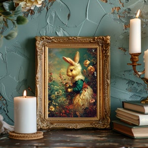 Victorian Rabbit Lady Charming Floral Vintage Classic Artwork, St ...