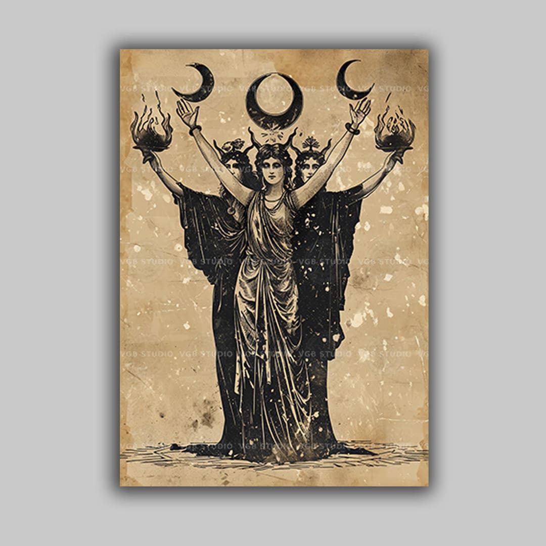 Hecate Art Print Triple Goddess Wall Decor Witchcraft Moon Magic Greek ...