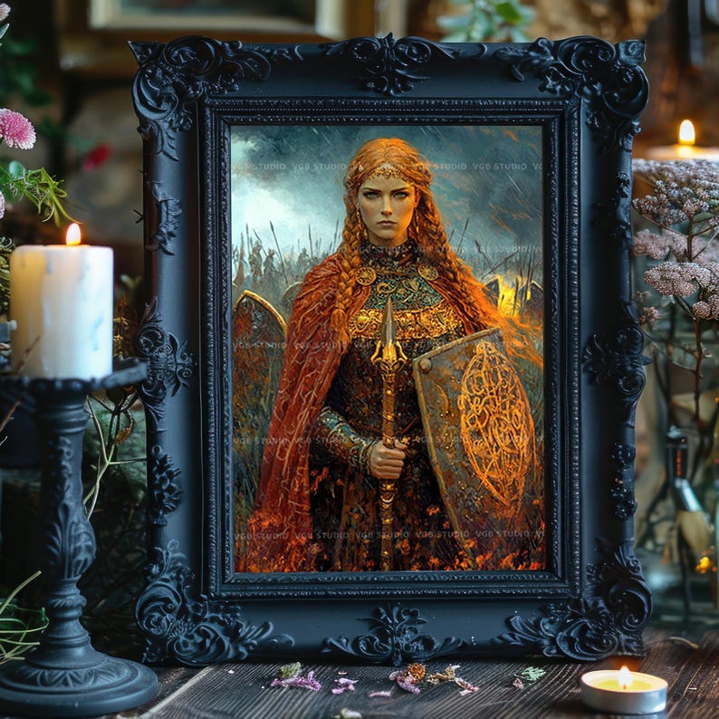 Queen Boudica Art Print Celtic Warrior Woman Wall Decor Red-haired ...