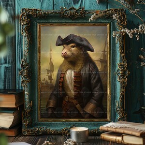Capybara Pirate Captain Print, Victorian Dressed Animal Wall Art Poster ...