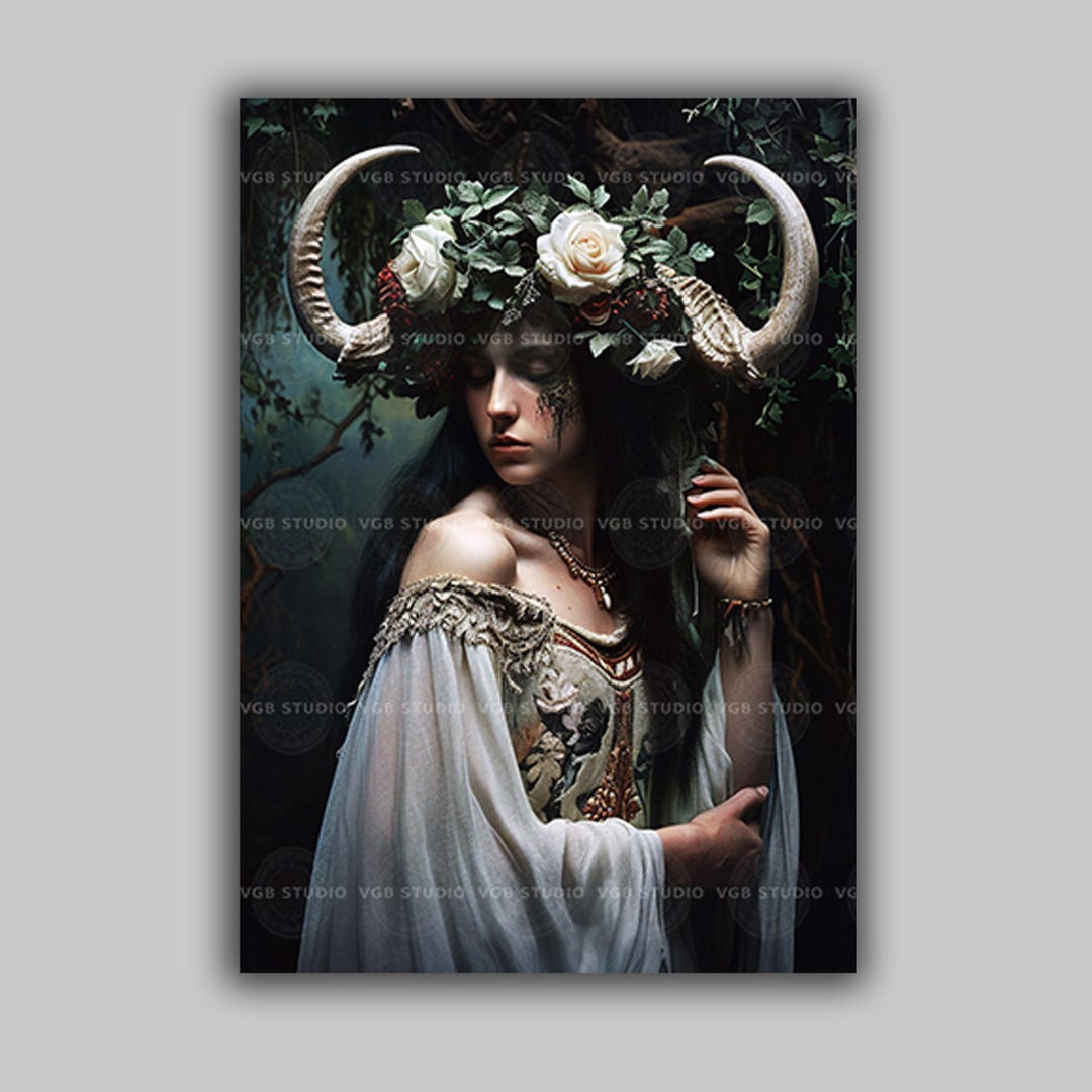 Persephone Art Print Greek Goddess Spring Underworld Floral Crown Pagan ...