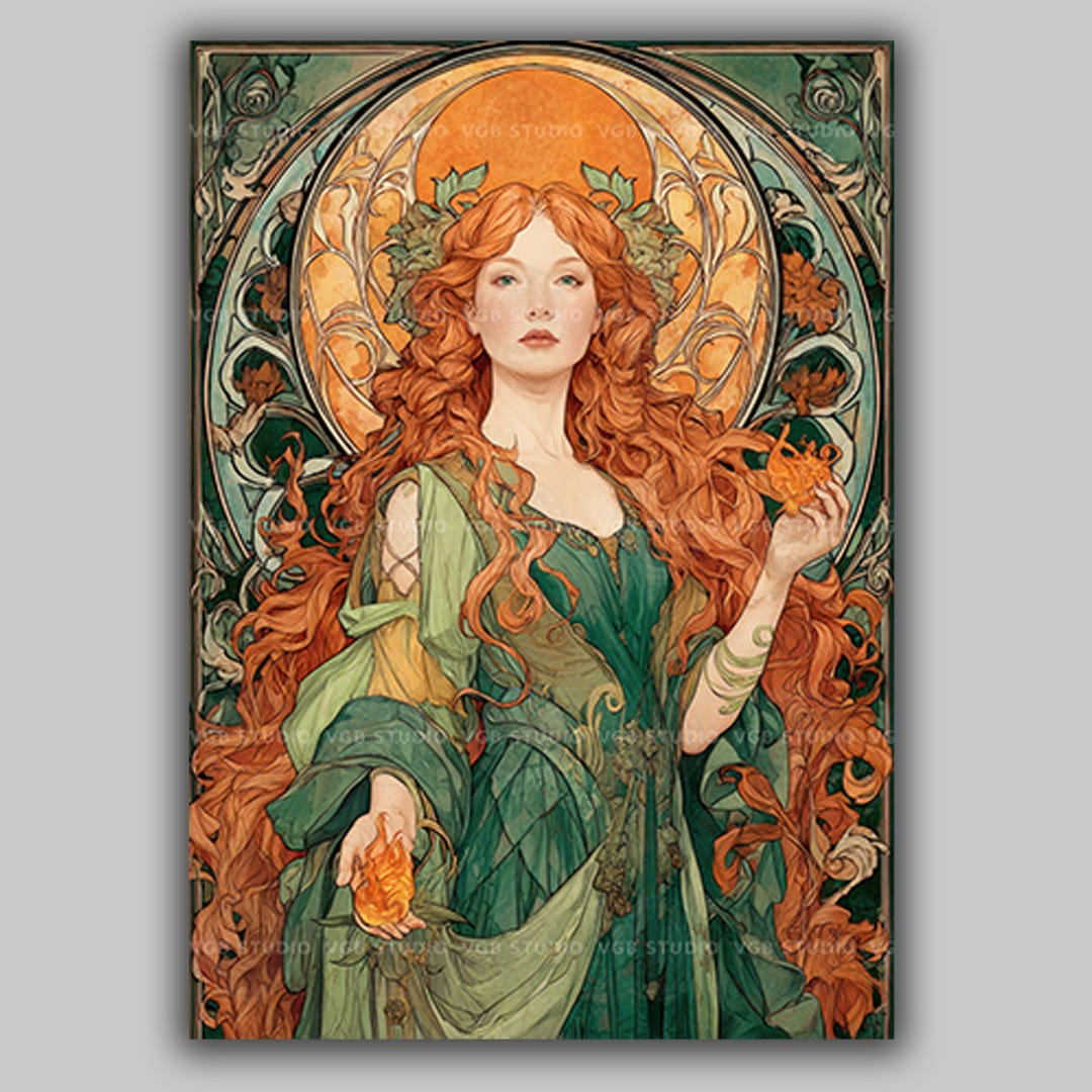 Brigid Art Print Celtic Goddess Wall Decor Irish Pagan Imbolc Fire ...