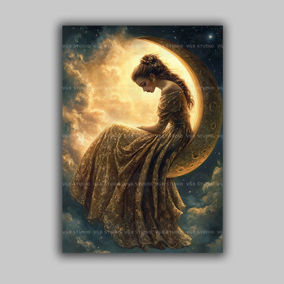 Selene Art Nouveau Moon Greek Goddess, Luna Baroque Painting, Celestial ...