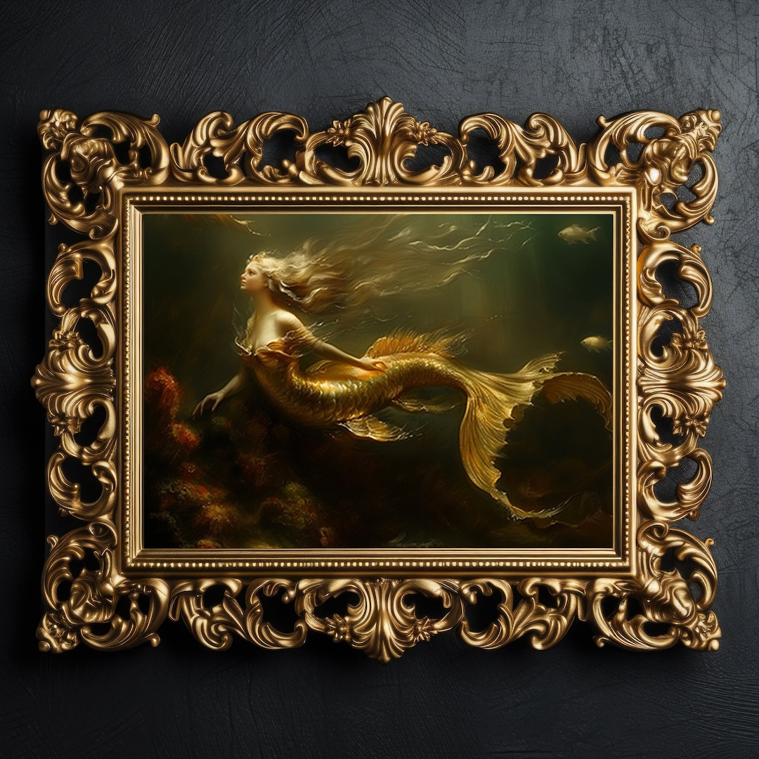 Golden Mermaid Mystical Journey Under the Sea, Ocean Nymph Siren ...