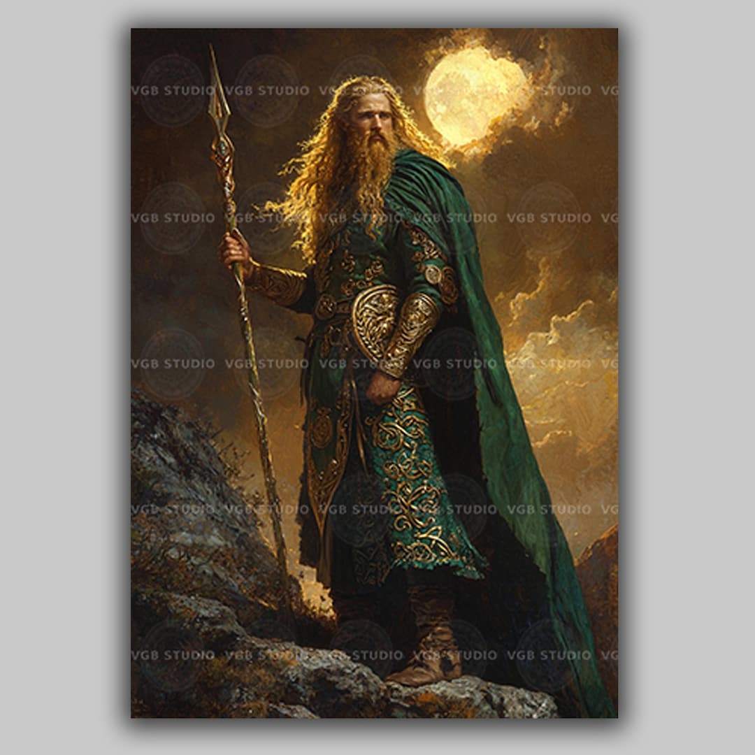 Celtic God Lugh Art Print Irish Mythology Wall Decor Pagan Warrior ...