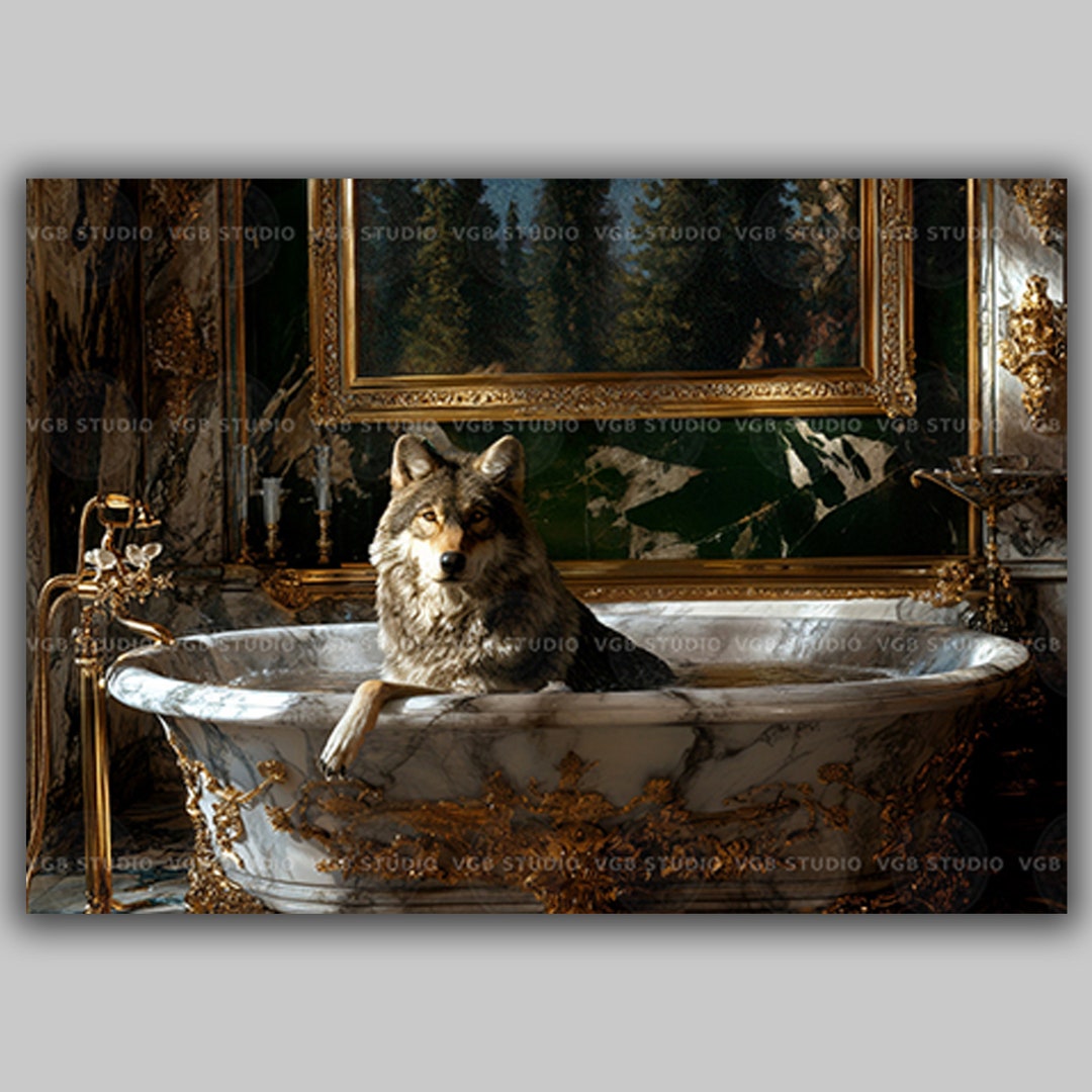 Wolf Bath Victorian Bathtub, Canine Opulent Luxury Bathroom Whimsical ...