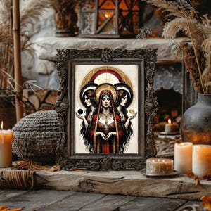 Hecate Art Print Triple Moon Goddess Witchcraft Decor Greek Myth Poster ...
