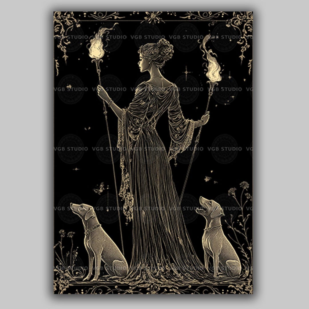 Hecate Witchcraft Night Greek Goddess Art Nouveau Crossroads Magic ...