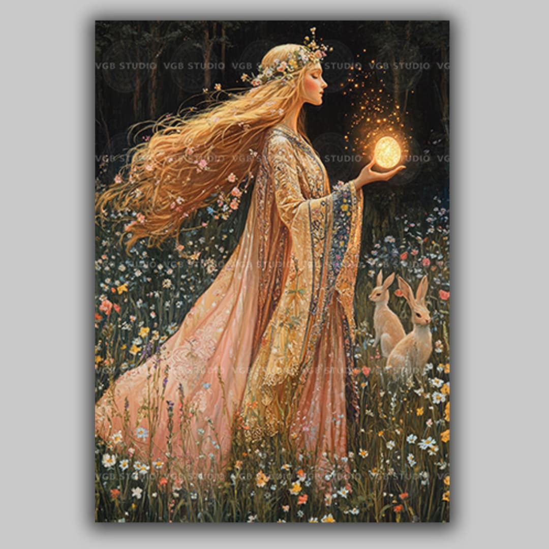 Ostara Eostre Goddess Art, Spring Equinox Print, Celtic Mythology ...