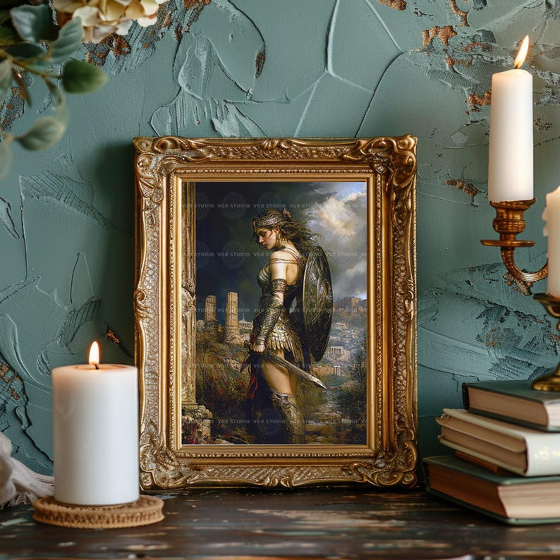 Athena Greek Goddess Art Print Warrior Woman With Sword and Shield ...