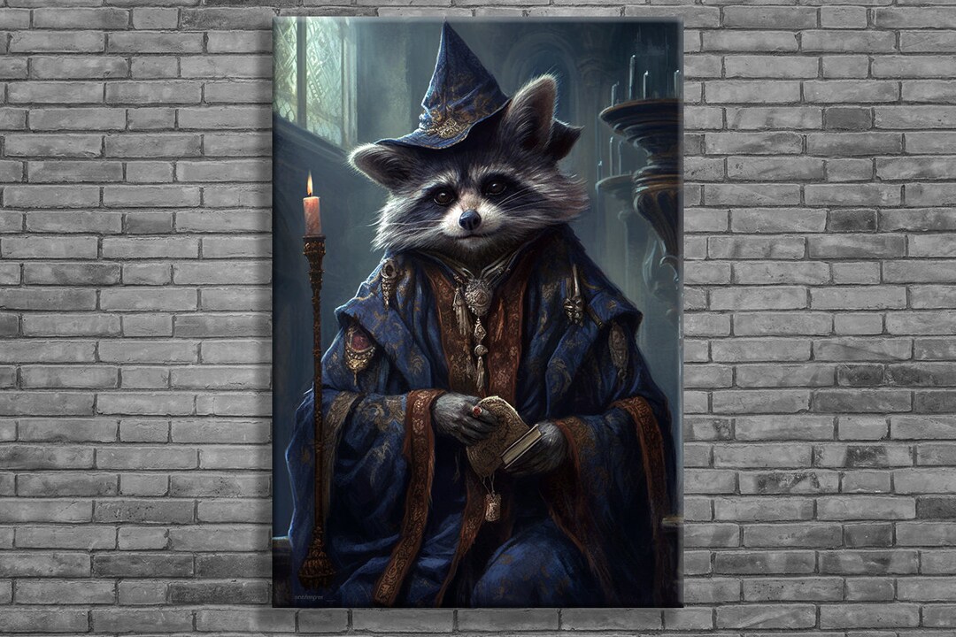 Gothic Raccoon Witch Dark Academia Dressed Animal Goth Art - Etsy