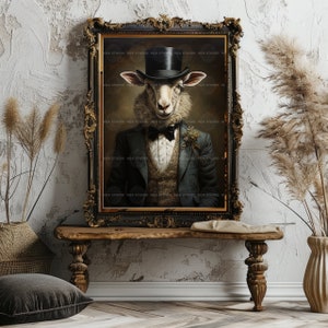 Sheep Gothic Victorian Royalty Dapper Portrait Print, Goth Sheep ...