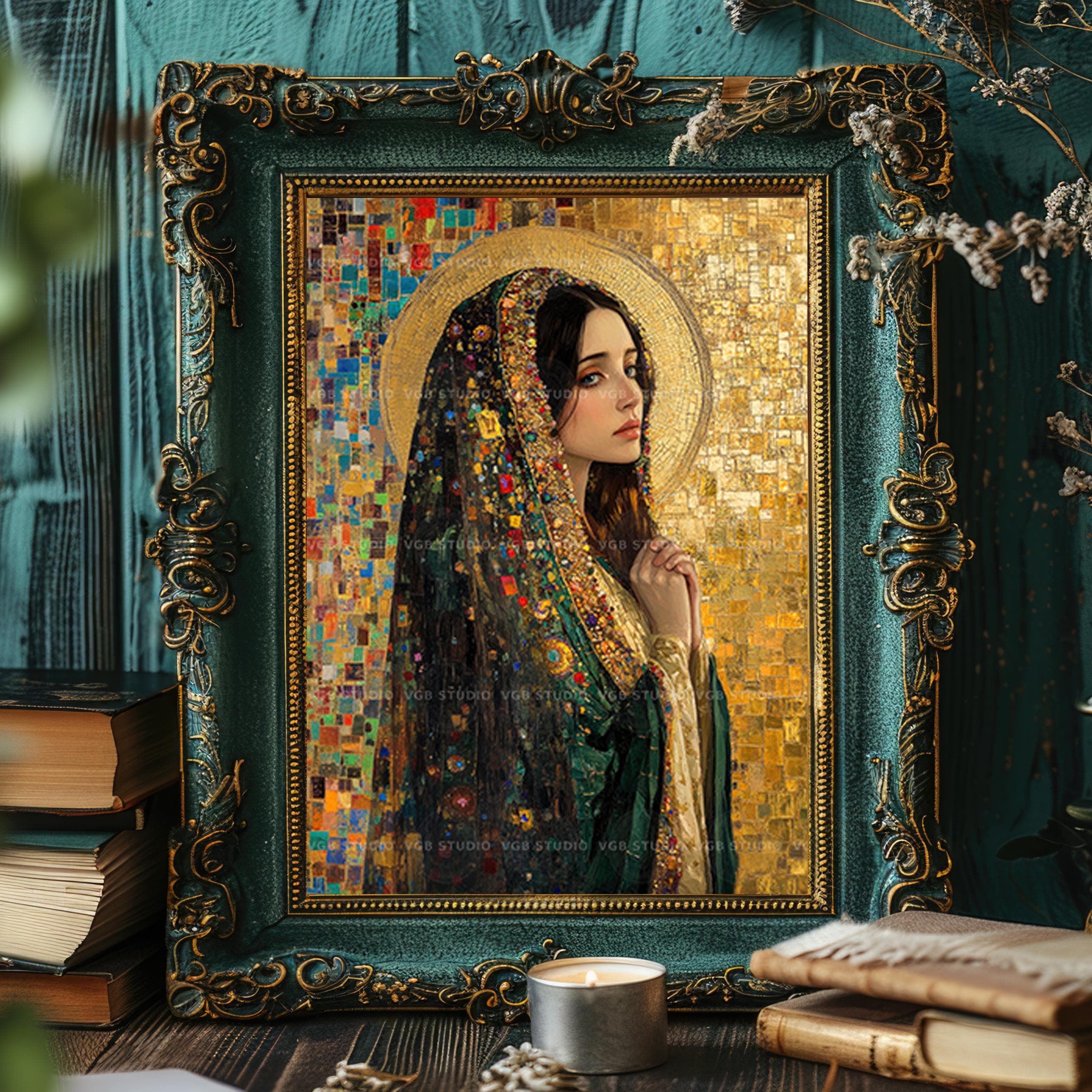 Mary Magdalene Art Print Mosaic Icon Saint Portrait Sacred Decor ...