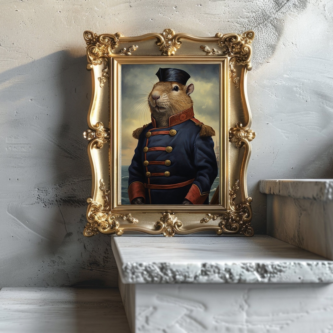 Capybara Victorian Sailor Sea Captain Print Funny Cool Art, Fine Art ...
