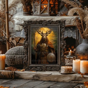 Deer Stag Celtic Warrior Giclee Artwork Classical Baroque Portraiture ...