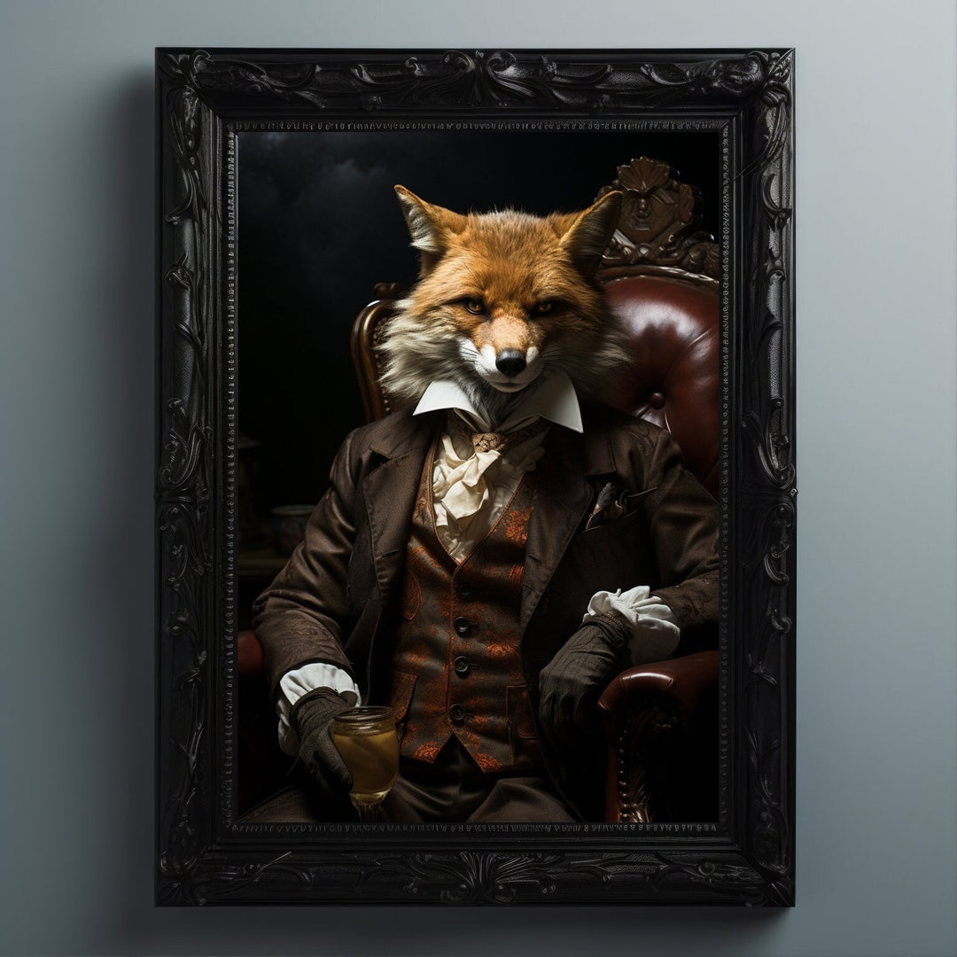 Victorian Fox Gothic Gentleman Fine Art Giclee, Vintage Painting Wall ...