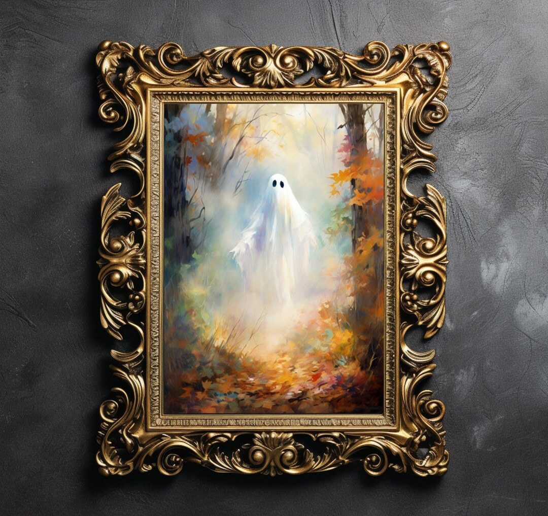 Ghost Lonely Autumn Woods Fall Leaves Halloween Print Vintage - Etsy