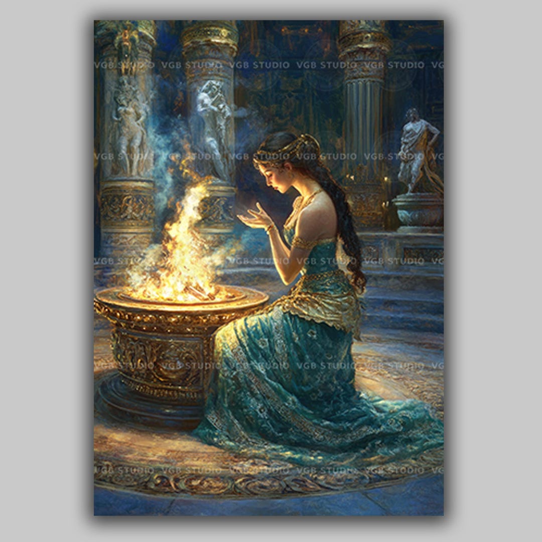 Hestia Greek Goddess of Sacred Flame and Hearth Wall Art,mystical ...