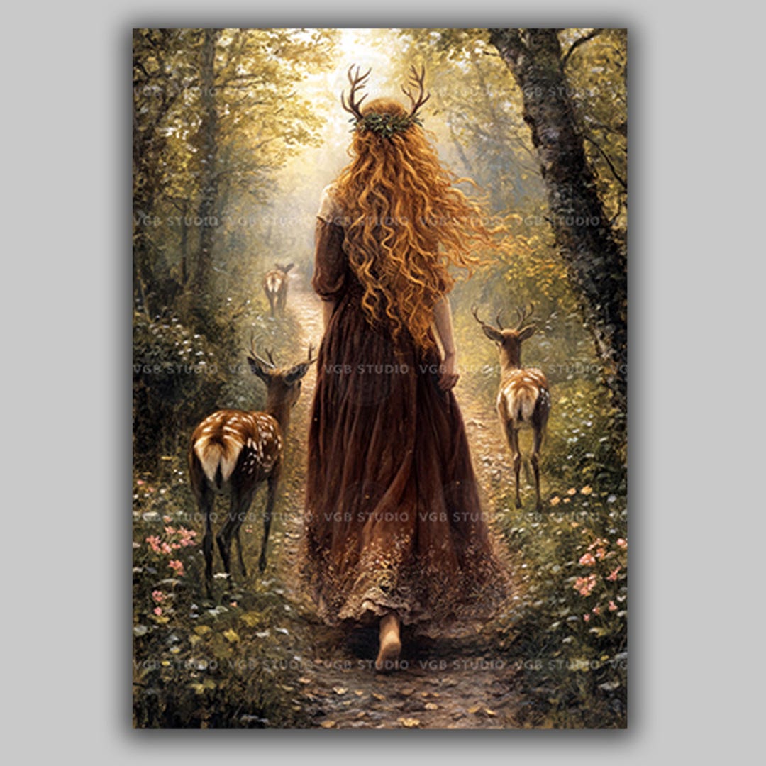 Elen of the Ways Celtic Goddess Art Print, Guardian of Pathways Deer ...