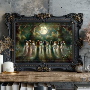 Magic Witchy Moon Ritual Mythical Print, Mystic Luna Invocation Witch ...