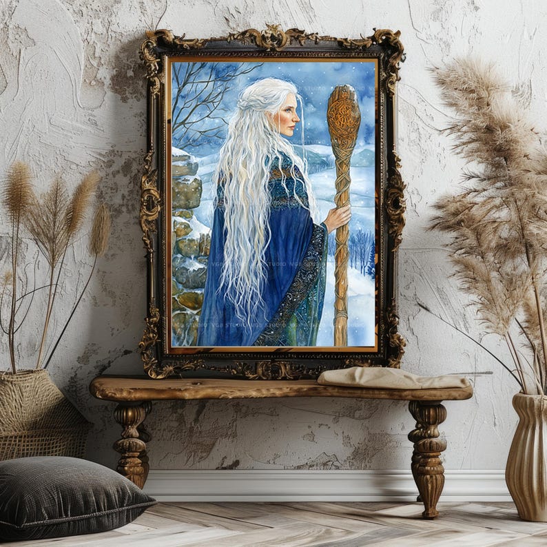 Cailleach Art Print Celtic Winter Goddess Snow Queen Crone Mythology ...