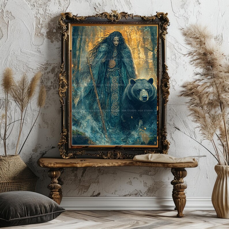 Artio Celtic Goddess Print Pagan Bear Spirit Wall Art Forest Witch ...