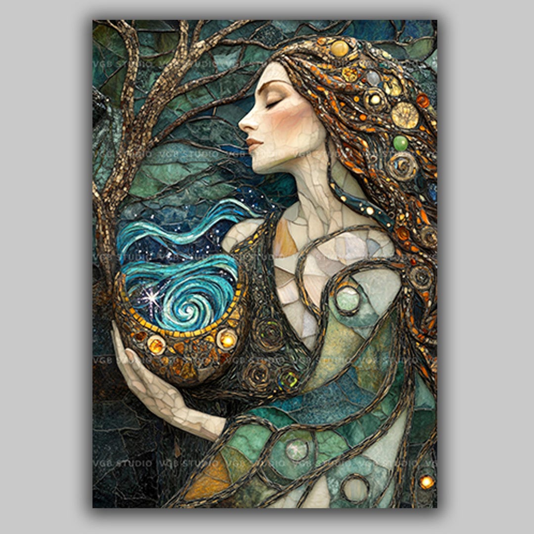 Danu Goddess Mosaic Wall Art Cosmic Water Spiral Divine Feminine Pagan ...