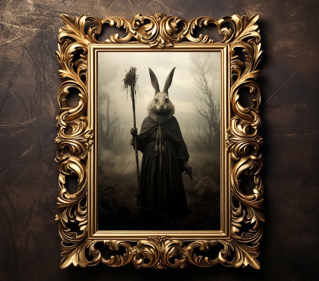 Bunny Hare Witch Halloween Print Art, Occult Pagan Art, Witchy Rabbit ...