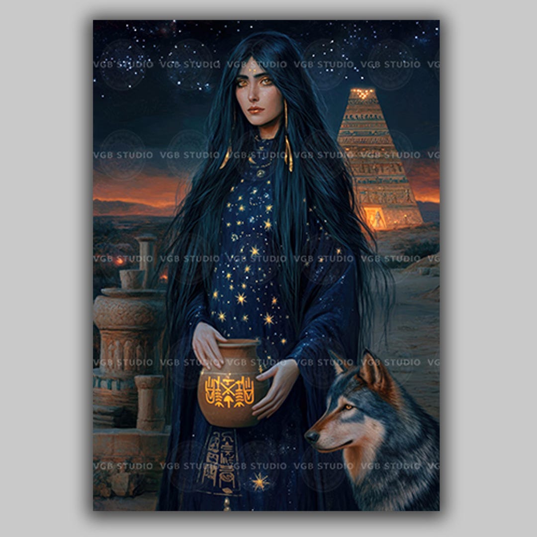 Gula Mesopotamian Goddess of Healing and Stars,mystical Priestess With ...